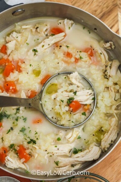 Chicken Cauliflower Rice Soup (Easy One Pot Recipe!) - Easy Low Carb