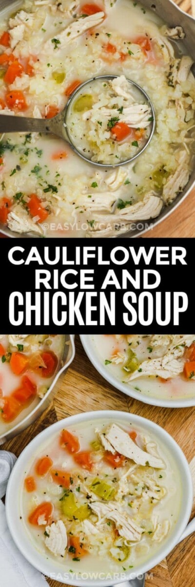 Chicken Cauliflower Rice Soup (Easy One Pot Recipe!) - Easy Low Carb