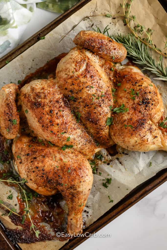 Baked Butterflied Chicken Recipe - Easy Low Carb