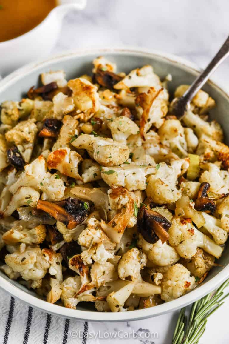 Cauliflower Stuffing(Healthy Holiday Side Dish!) - Easy Low Carb