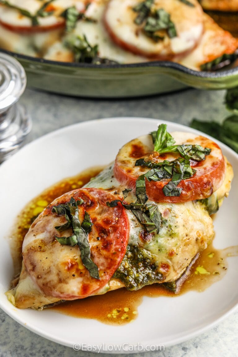 Caprese Chicken Recipe (Easy Gourmet Dish!) - Easy Low Carb