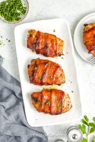 Bacon Wrapped Pork Chops (Just 5 Ingredients!) - Easy Low Carb