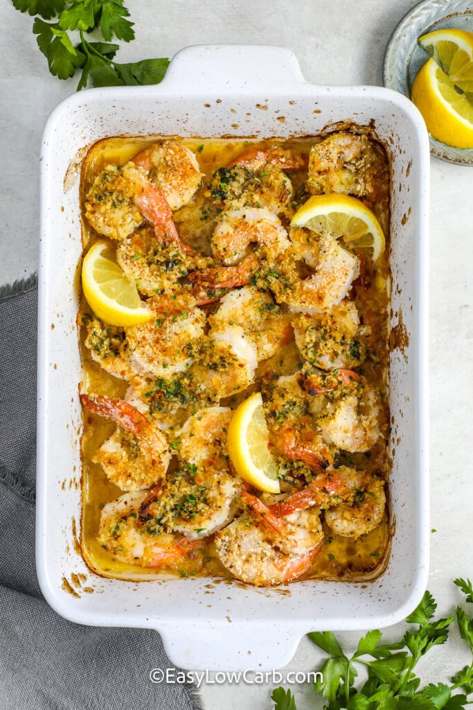 Baked Shrimp Scampi (Crispy & Flavorful!) - Easy Low Carb