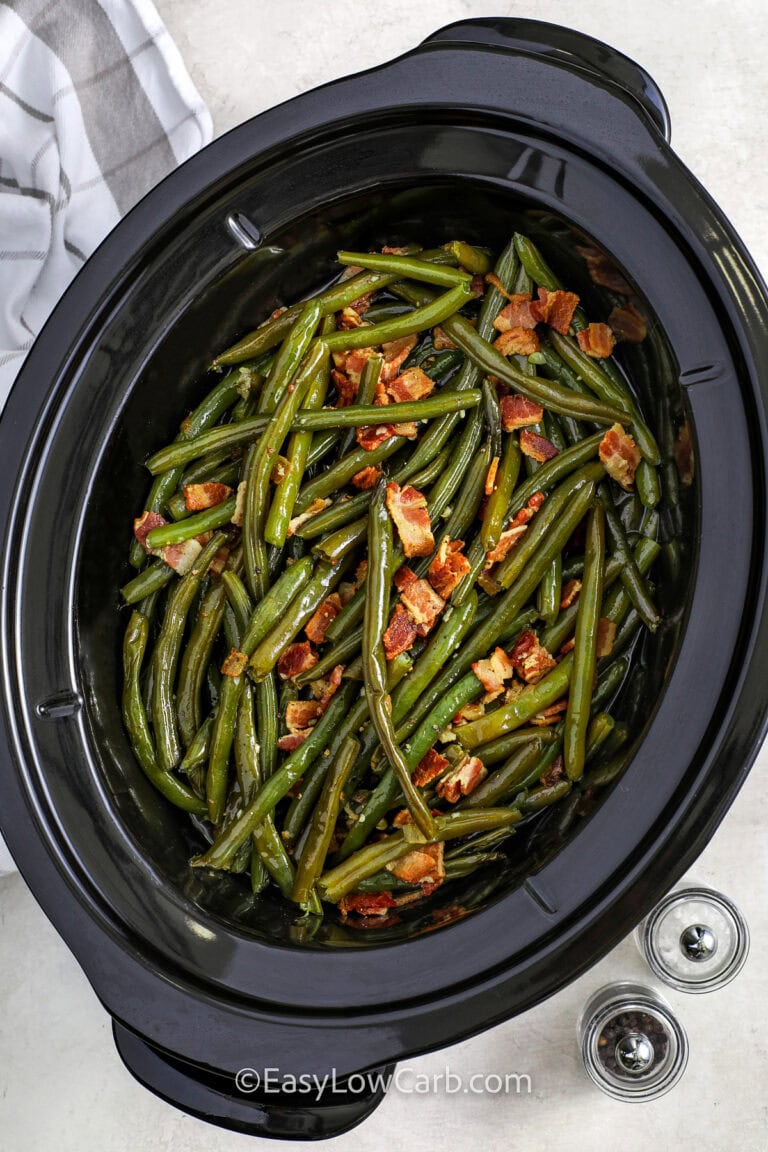 Slow Cooker Green Beans (Smoky, Savory, and Delicious!) - Easy Low Carb