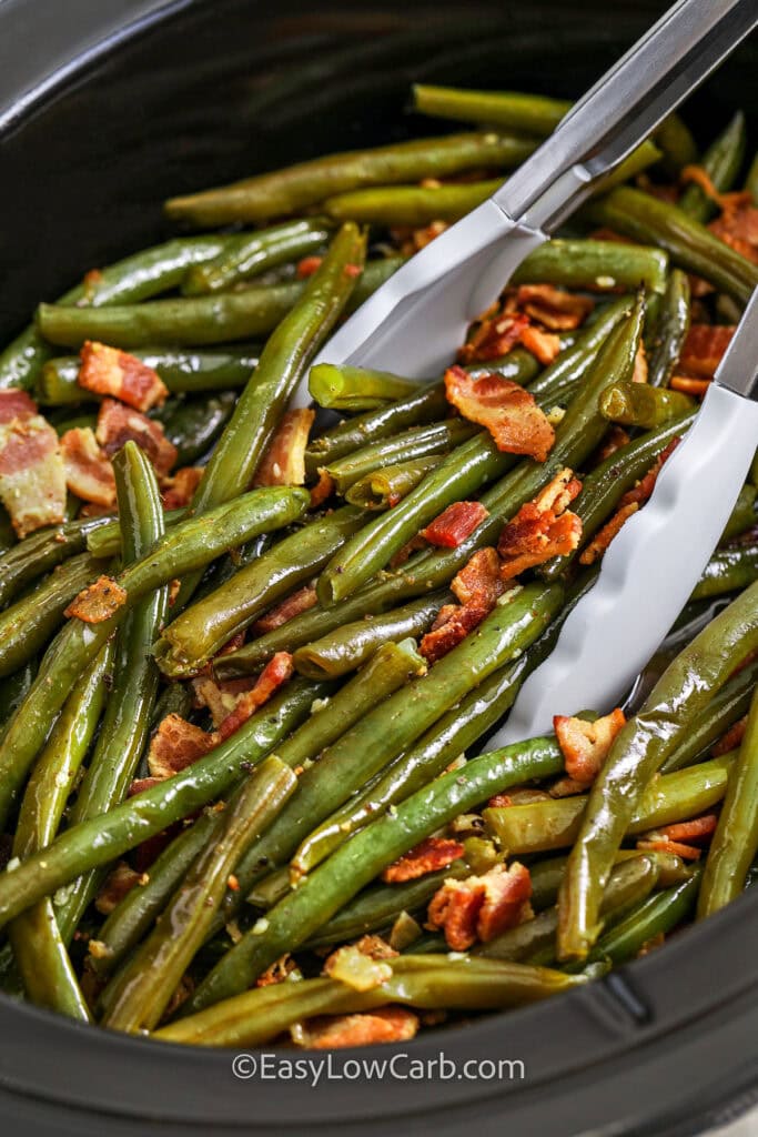 Slow Cooker Green Beans (Smoky, Savory, and Delicious!) - Easy Low Carb