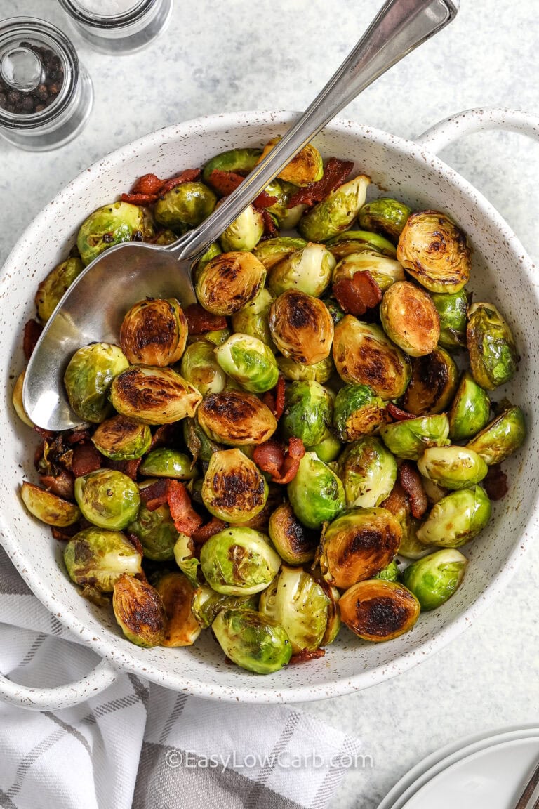 Thanksgiving Brussels Sprouts(Pan-Fried with Bacon!) - Easy Low Carb