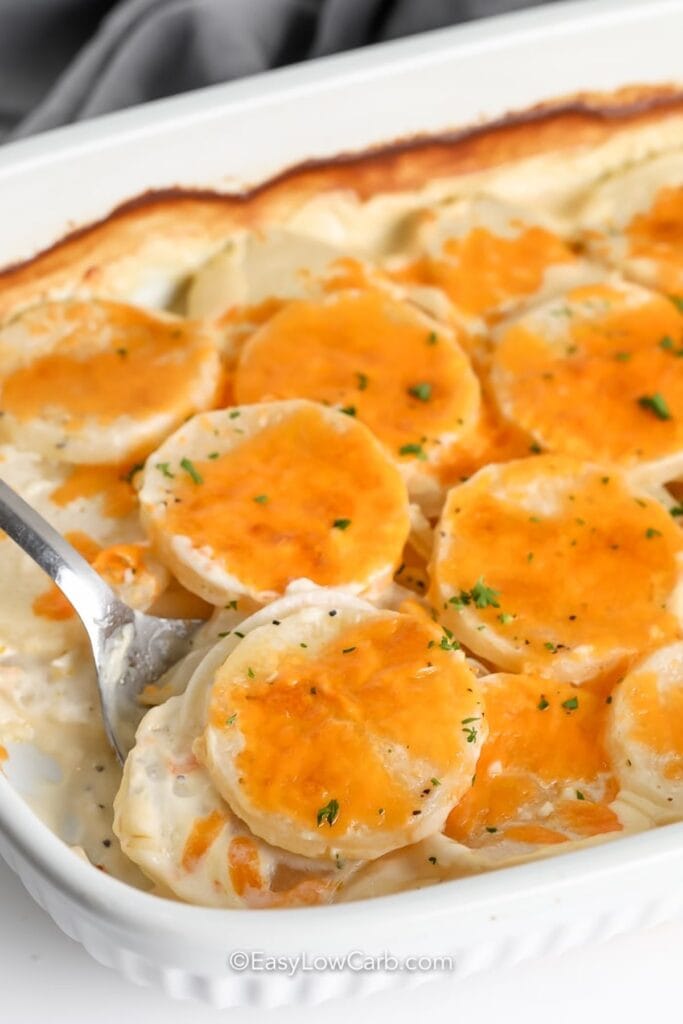 Keto Daikon Potato Gratin Recipe(Cheesy Side Dish) - Easy Low Carb