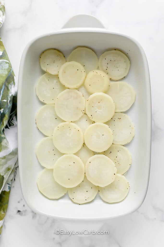 Keto Daikon Potato Gratin Recipe(Cheesy Side Dish) - Easy Low Carb